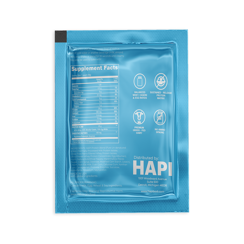 [Single Serve Packet] HAPI Marshmallow Fluff Protein (with mini marshm